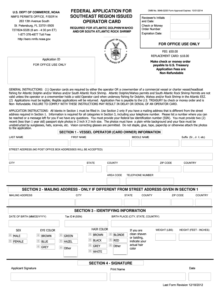 Fillable Online SERO Permits Applications :: Southeast Regional Office ...