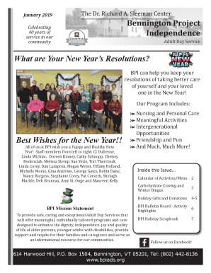 Fillable Online Newsletter 1 - Bennington Project Independence Fax ...