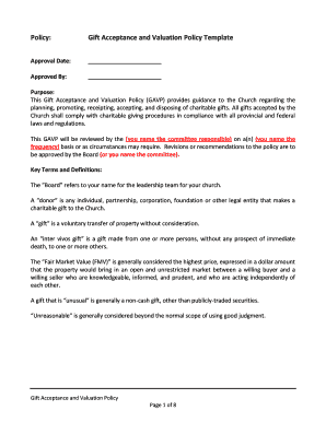 Fillable Online mbcm Policy Gift Acceptance and Valuation Policy ...