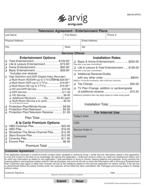 Fillable Online Television Agreement - Entertainment Plans For Internal ...