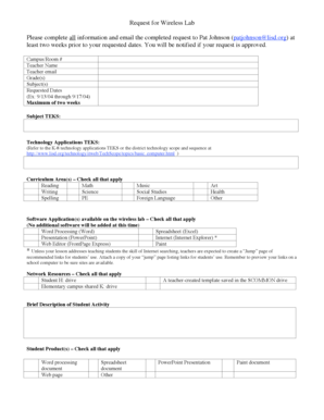 Fillable Online lisd Wireless Request Form (pdf) - lisd Fax Email Print ...