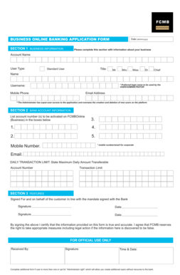 Fillable Online Internet Banking Form - First City Monument Bank Ltd ...