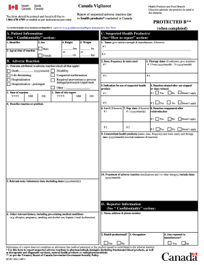 Fillable Online Adverse Drug Reaction Reporting Form - Sant Canada Fax ...