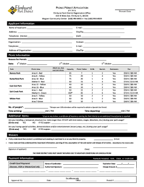 Fillable Online epd PICNIC PERMIT APPLICATION Applicant Information ...
