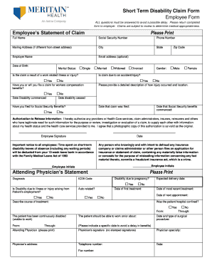 Fillable Online Disability Claim Form - Meritain Health Fax Email Print ...