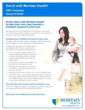 Fillable Online Enrollment Form Plus :Layout 1.qxd - Meritain Health ...