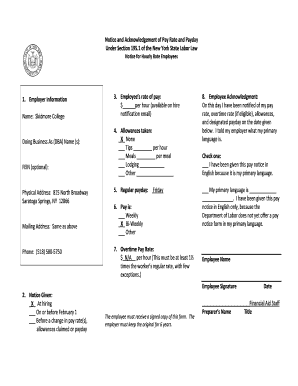 Fillable Online Wage Theft Protection Act Form - Skidmore College Fax ...