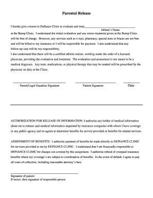 Fillable Online Parental Release Form - Mercy Fax Email Print - pdfFiller