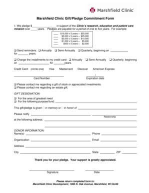 Fillable Online marshfieldclinic Pledge form - Marshfield Clinic - marshfieldclinic Fax Email ...