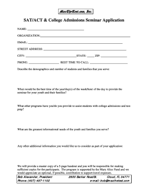 Fillable Online Seminar Application - MaxTheTest.com Fax Email Print ...