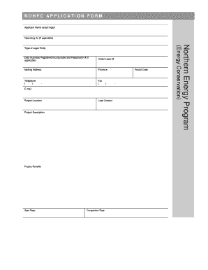 Fillable Online NOHFC - Energy Conservation Pilot Projects Application ...