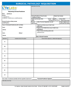 Fillable Online SURGICAL PATHOLOGY REQUISITION Fax Email Print - pdfFiller