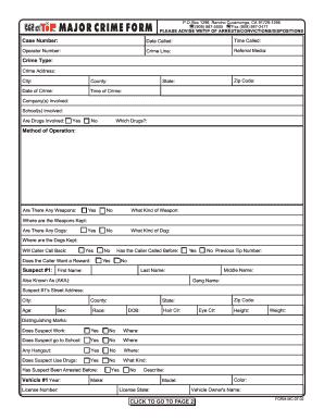 Fillable Online nbsia WeTip Major Crime Report Form Fax Email Print ...