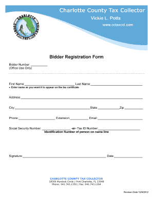 Fillable Online Bidder Registration Form - Charlotte County Tax ...