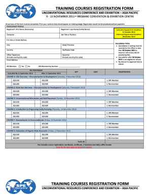 Fillable Online spe TRAINING COURSES REGISTRATION FORM TRAINING ... - spe Fax Email Print ...