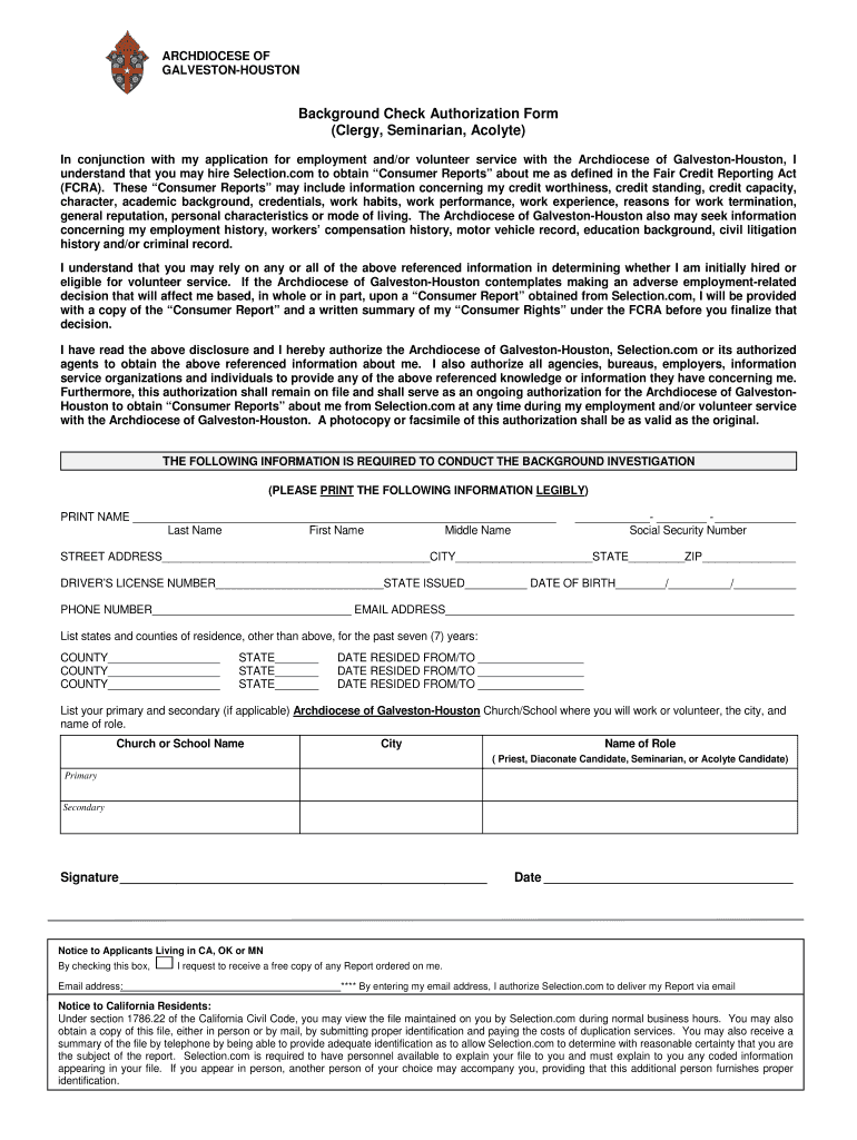 Fillable Online archgh (Clergy, Seminarian, Acolyte) Fax Email Print - pdfFiller