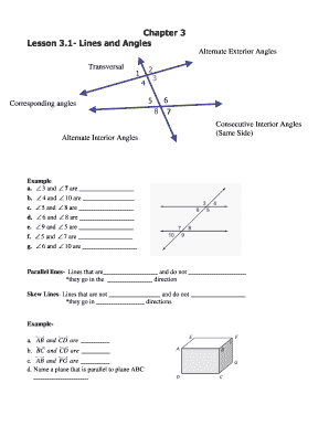 Fillable Online Chapter 3 Lesson 31- Lines and Angles Fax Email Print ...