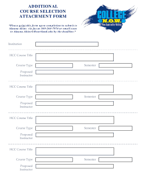Fillable Online heartland ADDITIONAL COURSE SELECTION ATTACHMENT FORM ...