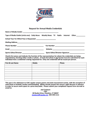 Fillable Online casciac Request for Annual Media Credentials - CASCIACorg Fax Email Print ...