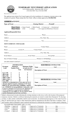 Fillable Online kirkwoodmo TEMPORARY TENT PERMIT APPLICATION - Kirkwood ...