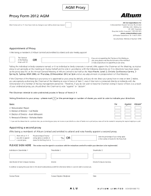 Fillable Online Proxy Form 2012 AGM AGM Proxy - Altium Fax Email Print ...