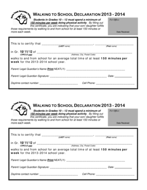 Fillable Online byrnecreek sd41 bc Declaration of Walking to School - Byrne Creek Secondary ...