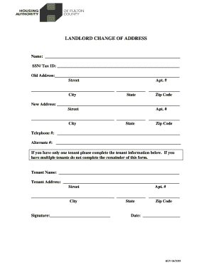 Fillable Online hafc Landlord Change of Address Form Fax Email Print ...