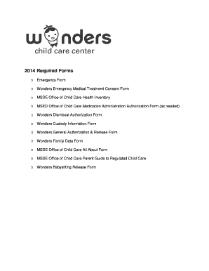 Fillable Online wonderschildcare MSDE Office of Child Care Health ...