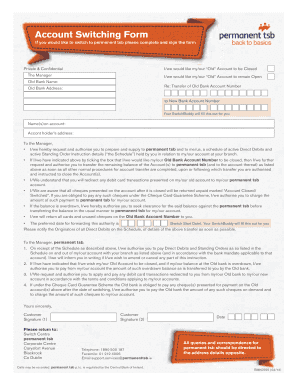 Fillable Online Account Switching Form (pdf, 710KB) - Permanent TSB Fax ...