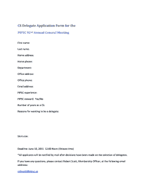 Fillable Online CS Delegate Application Form for the Fax Email Print ...