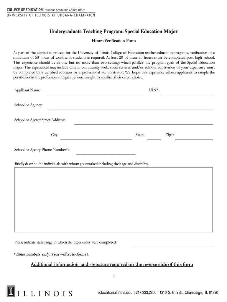 Fillable Online edwebsfiles ed uiuc Undergraduate Teaching Program ...