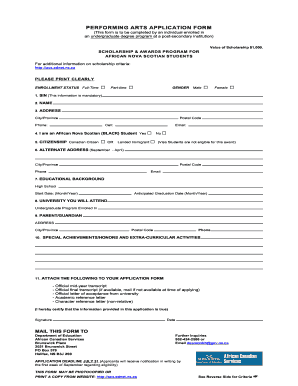Fillable Online PERFORMING ARTS APPL Fax Email Print - pdfFiller