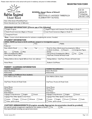 Fillable Online blt ednet ns Registration Form - Beechville Lakeside ...