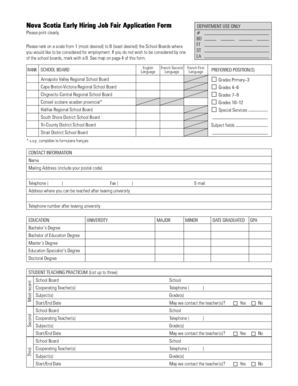 Fillable Online NS Early Hiring Job Fair Application Form - Nova Scotia ...