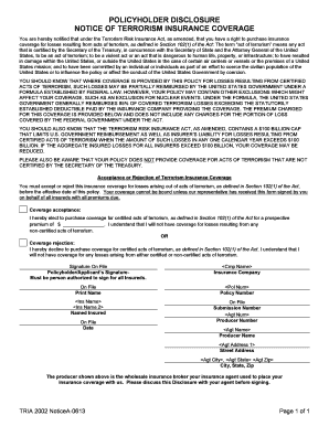 Fillable Online You are hereby notified that under the Terrorism Risk ...