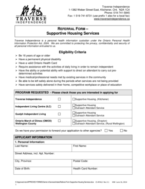 Fillable Online Referral Form - Traverse Independence Fax Email Print ...