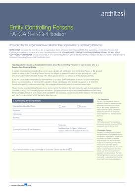 Fillable Online Entity Controlling Persons FATCA Self-Certification ...
