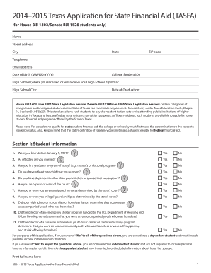 Fillable Online 2015 TASFA Application for Non-U.S. Citizen/Non ...