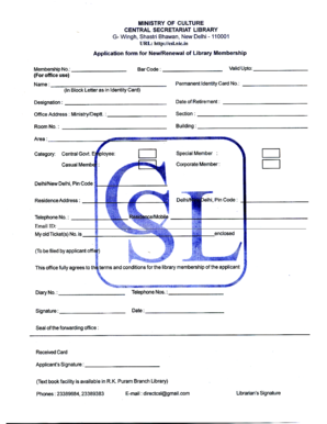 Fillable Online csl nic Download the Membership Form - Central ...