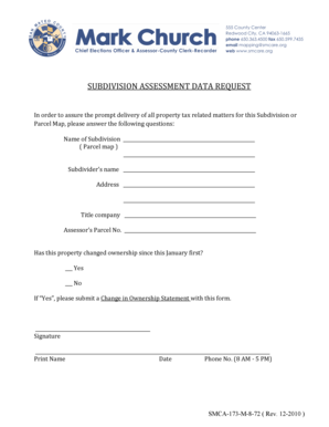 Fillable Online smcare SUBDIVISION ASSESSMENT DATA REQUESTdoc - smcare ...