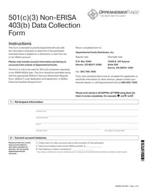 Fillable Online 501(c)(3) Non-ERISA 403(b) Data Collection Form ...