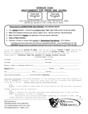 Fillable Online Papua New Guinea - Generations Visa Services Fax Email ...