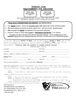 Fillable Online Pakistan - Generations Visa Services Fax Email Print - pdfFiller