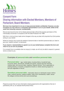 Fillable Online Consent Form Sharing information with Elected Members ...
