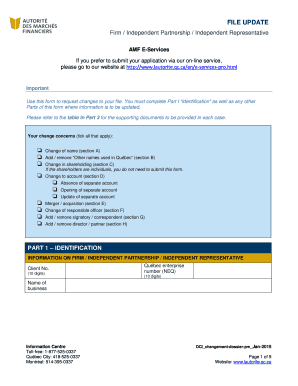 Fillable Online lautorite qc File Update - Firm / Independent Partnership / Independent ...