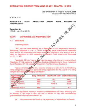 Fillable Online lautorite qc REGULATION 44-101 RESPECTING SHORT FORM ...