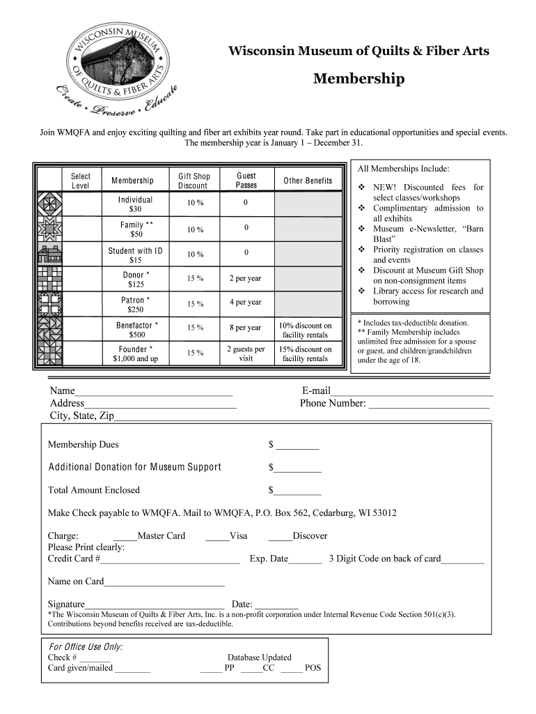 Fillable Online Download A Printable Membership Form - Wisconsin Museum ...