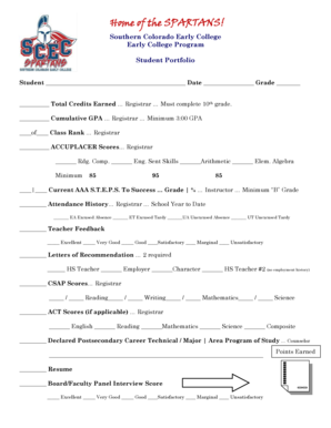 Fillable Online SCEC Student ECP Portfolio Form Fax Email Print - pdfFiller