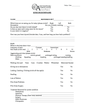 Fillable Online Knee Form Fax Email Print - pdfFiller