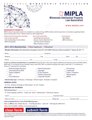 Fillable Online mipla 2 0 1 1 - 2 0 1 2 M e m b e r s h i p A p p l i c ...